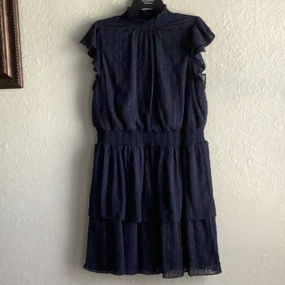 BCX | Dresses | Bcx Blue Flutter Sleeve Mock Neck Mini Dress | Poshmark